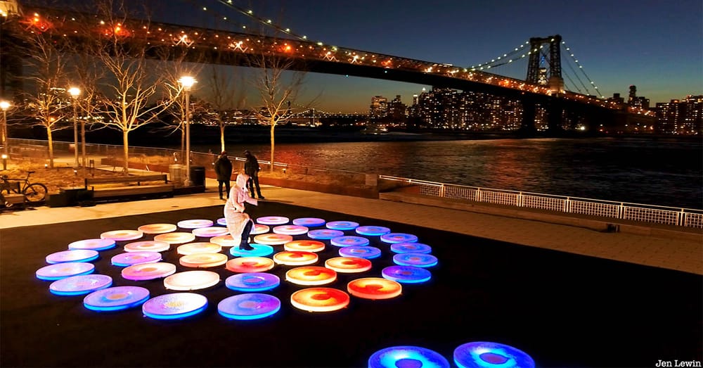 Skip and Jump on Reflect, A New Light Installation in Domino Park ...