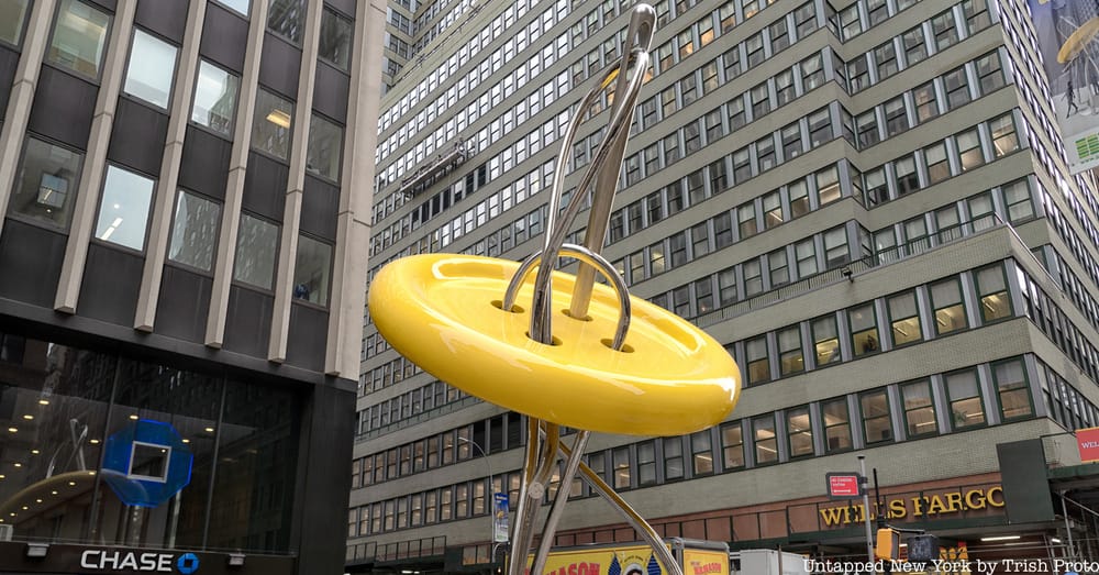 NYC's Big Button Sculpture is Now Taxicab Yellow - Untapped New York