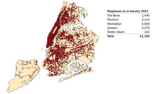 Fun Maps: NYC Payphones Are Disappearing, But The Ones That Remain ...