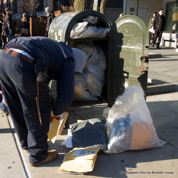 Cities 101: USPS Mailman Spotted Using Green Relay Boxes in NYC ...