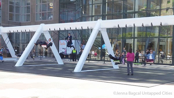 Colorful Swings that Play Musical Instruments at NYC's Brookfield Place ...