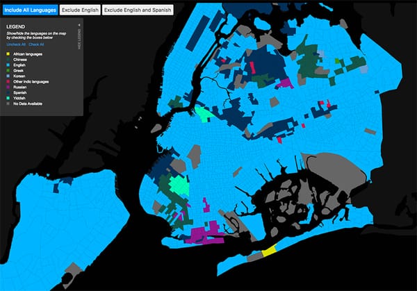 Fun Maps: Colorful Map Depicts What Languages New Yorkers Speak at Home ...