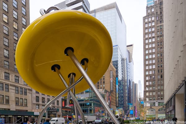 NYC's Big Button Sculpture is Now Taxicab Yellow - Untapped New York