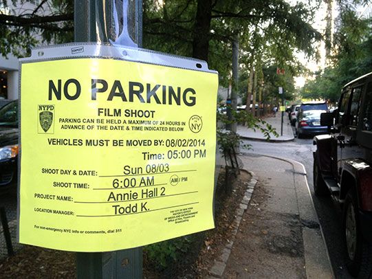 Fake No Parking Film Shoot Signs in NYC for Sequels to Famous Movies ...